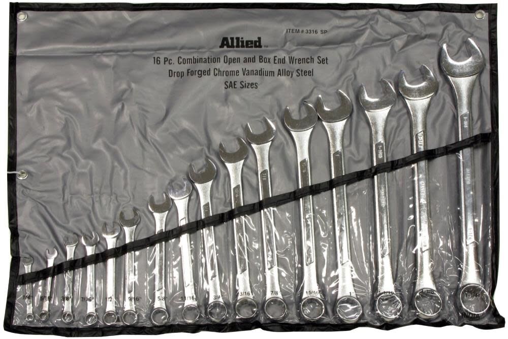 16 piece Combination Open and Box End Wrench Set in Pouch 3316SP ...