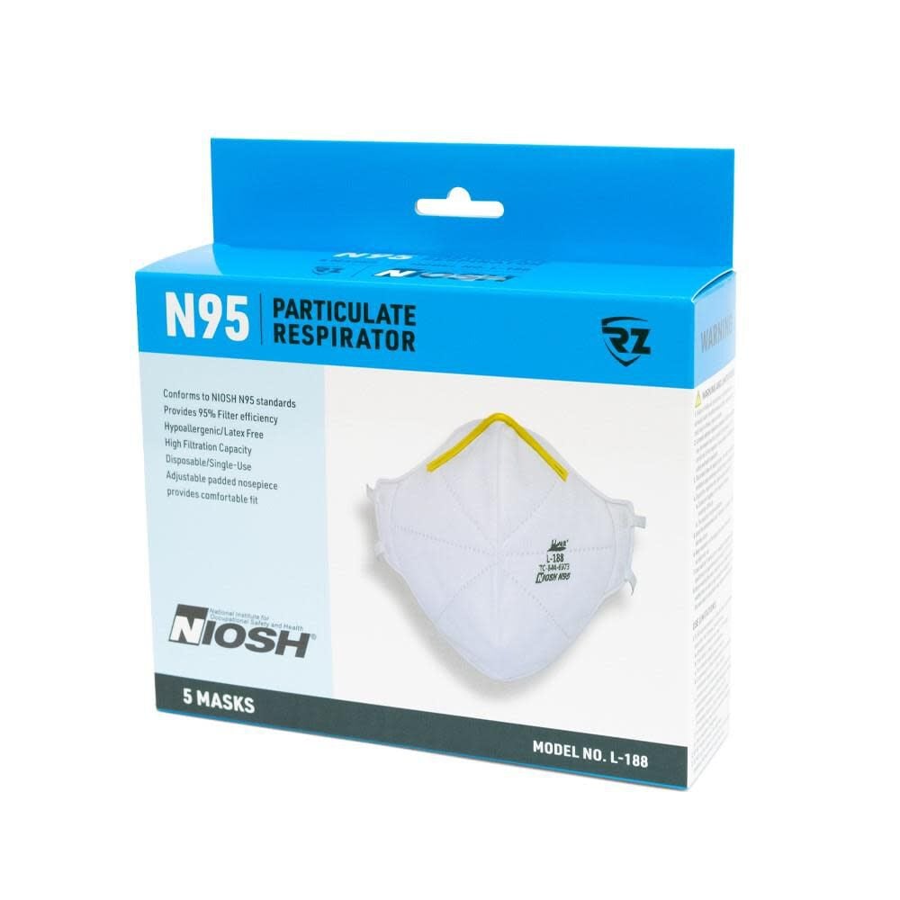 N95 Respirator Mask Folding Disposable 5pk 26247-5 – tools.com ...